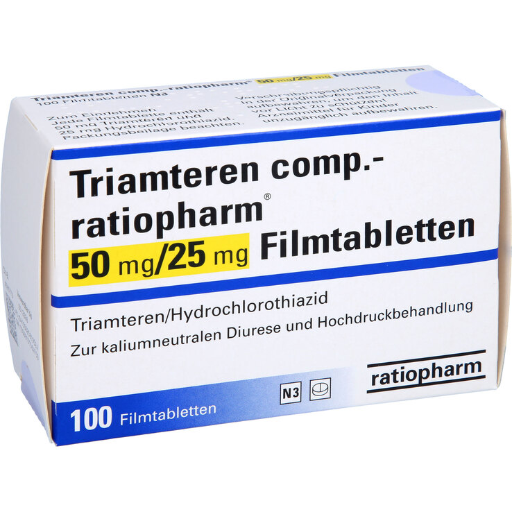 Triamteren comp.ratio.50 mg / 25 mg Filmtabletten 100 St auf E-Rezept ...