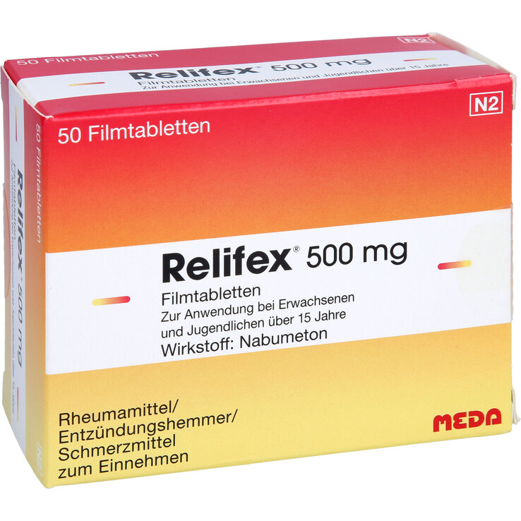 Relifex 500 mg Filmtabletten 50 St auf E-Rezept kaufen | APONEO
