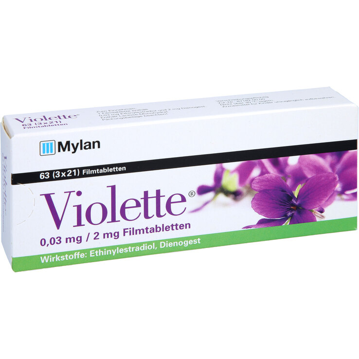 Violette 0,03 mg / 2 mg Filmtabletten 63 St auf E-Rezept kaufen | APONEO