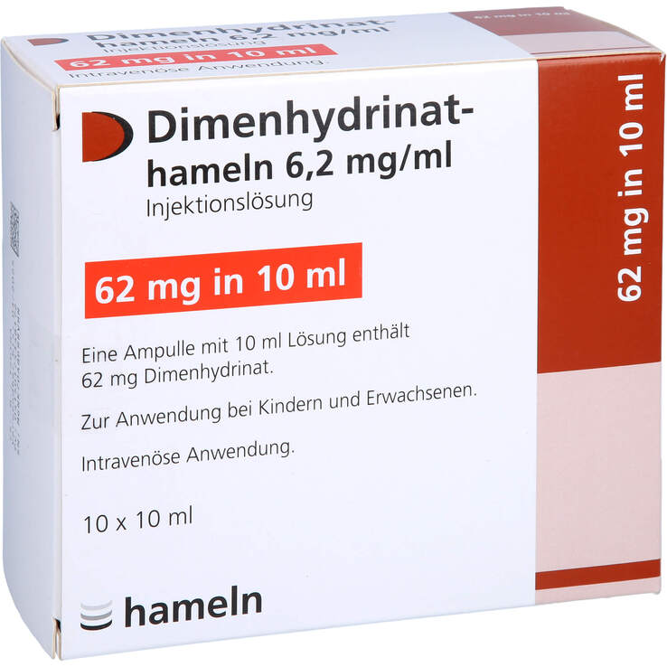 Dimenhydrinat-hameln 6,2 mg / ml Injektionslösung 10X10 ml auf E-Rezept ...