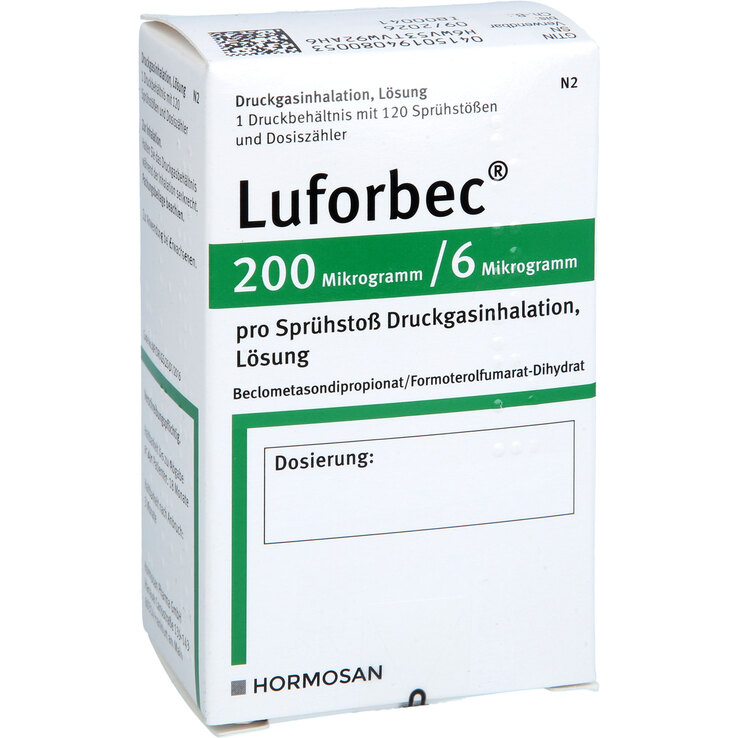Luforbec 200 µg / 6 µg 120 Hub Dosieraerosol 1 St auf E-Rezept kaufen ...