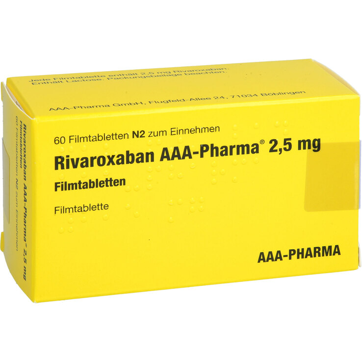 Rivaroxaban AAA-Pharma 2,5 mg Filmtabletten 60 St auf E-Rezept kaufen | APONEO